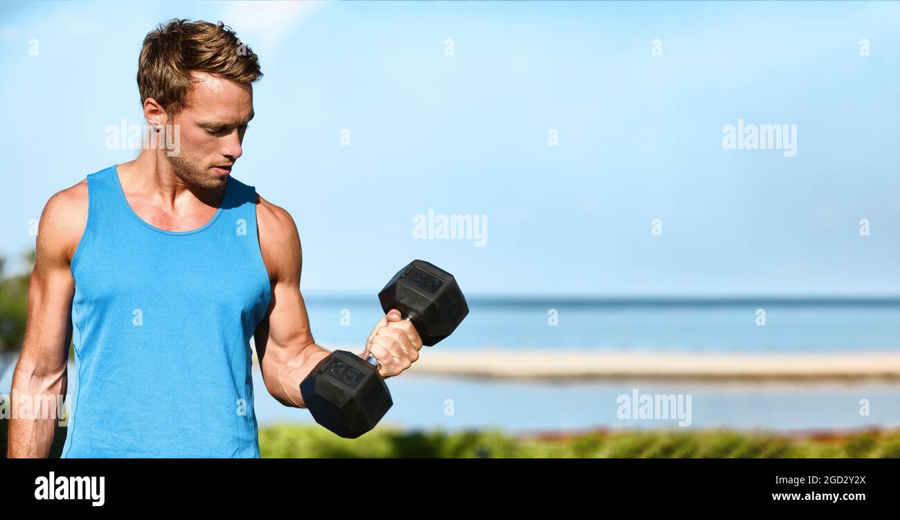 Fitness exercise fit man working out training muscles at gym doing ...