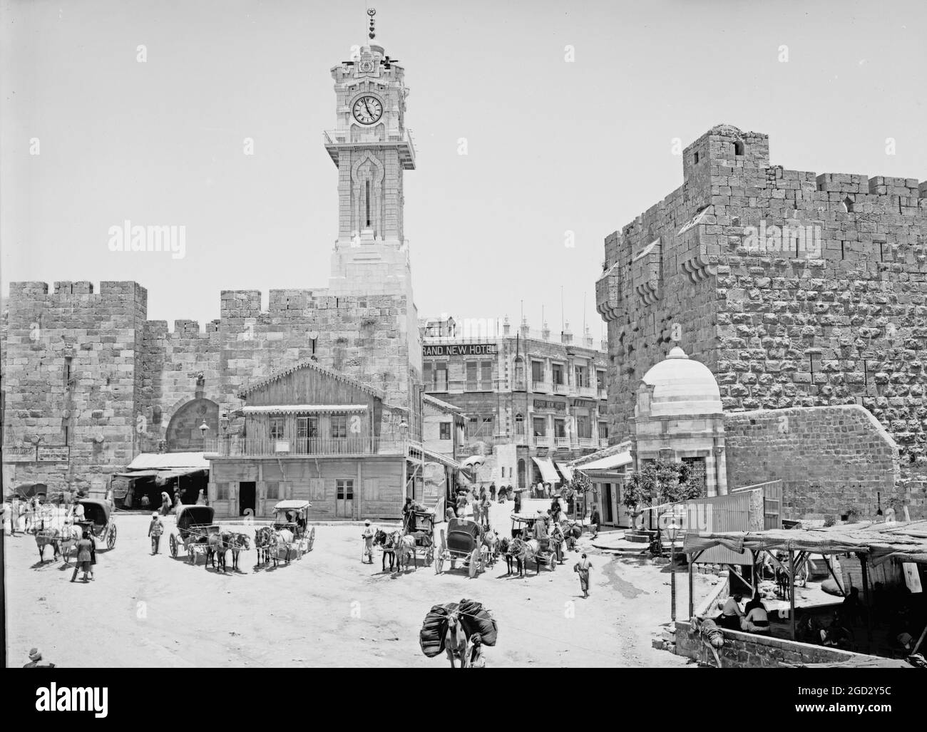 Jerusalem street scene in the early 1900s. New entrance, breach in the ...