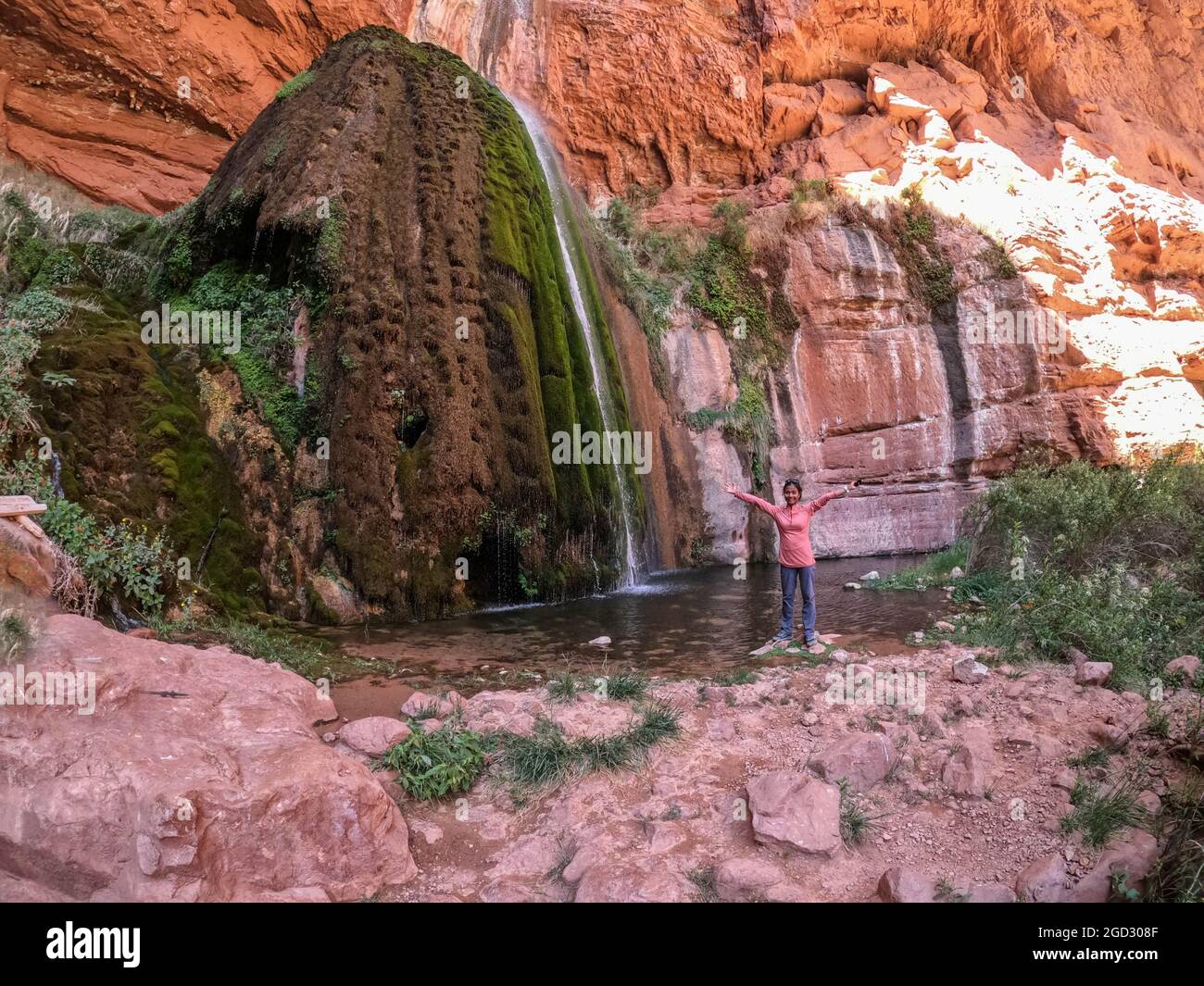 Moss-covered Ribbon Falls, Grand Canyon National Park, Arizona, U.S.A ...