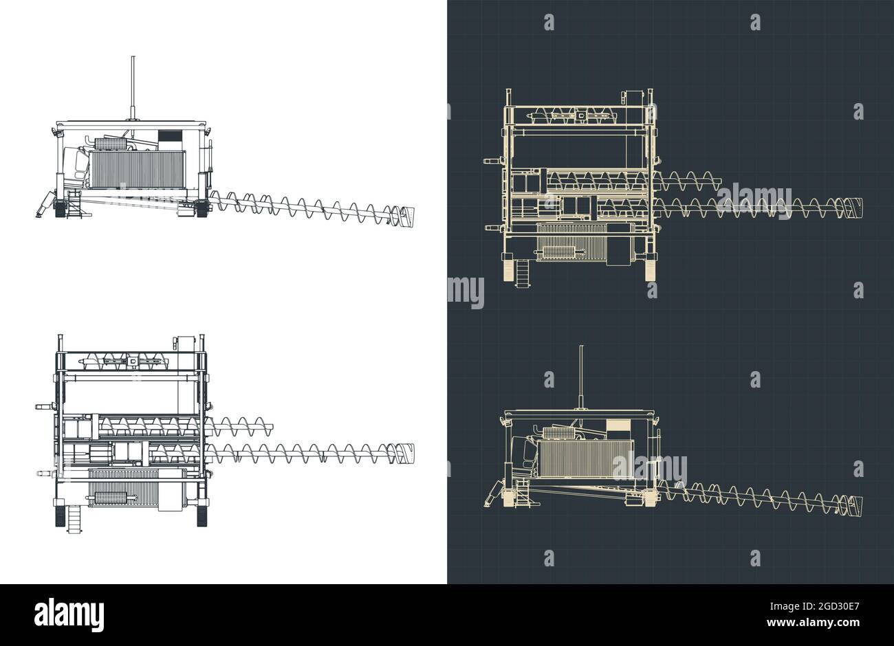 Stylized vector illustration of blueprints of auger system Stock Vector ...