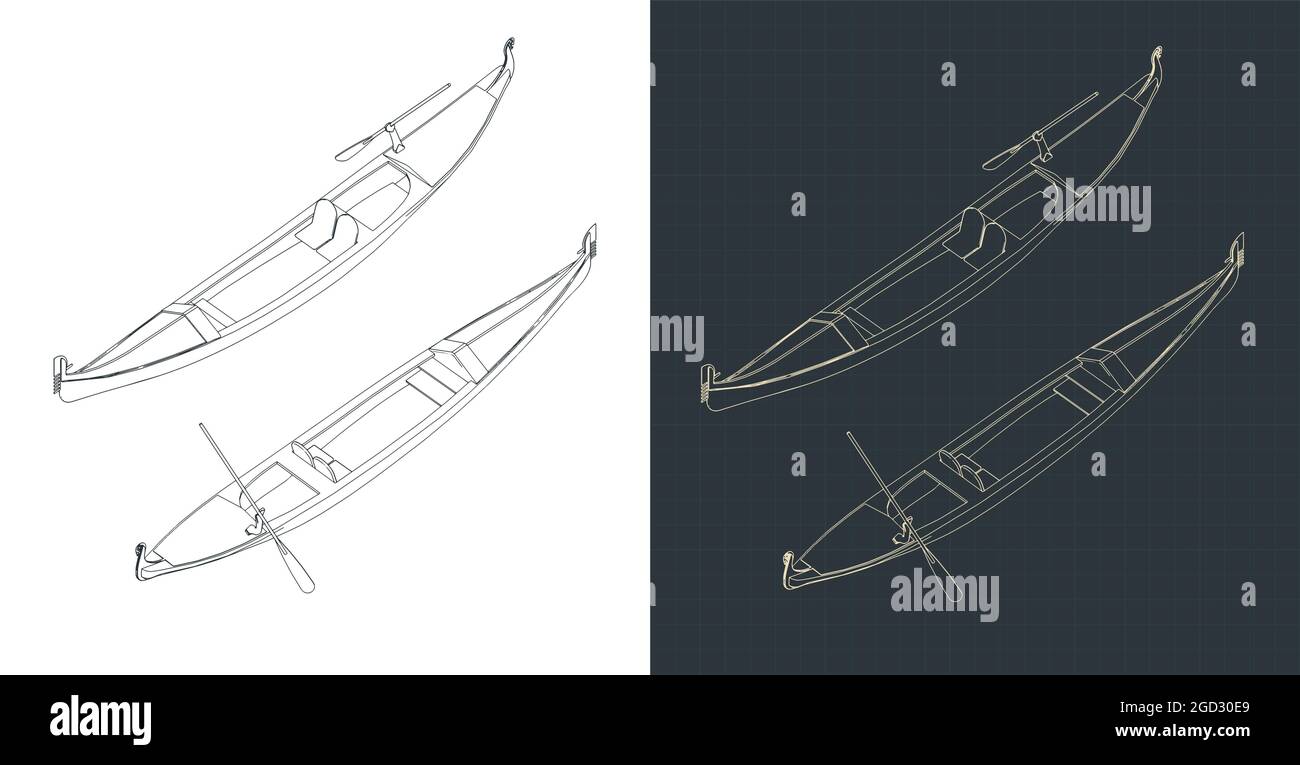 Stylized vector illustration of isometric blueprints of gondola Stock ...