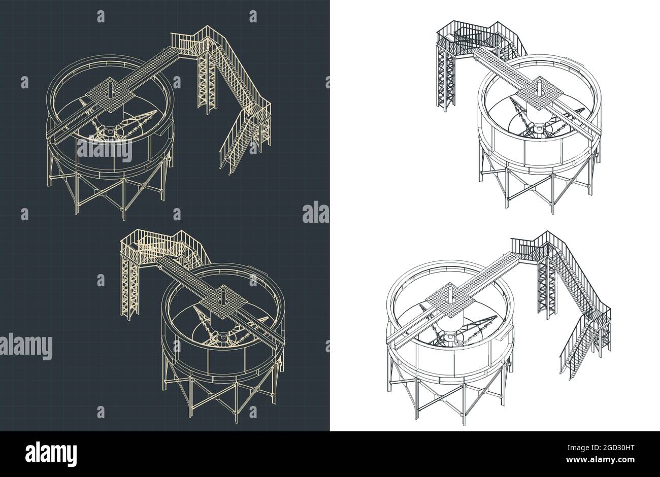 Stylized vector illustration of isometric blueprints of mining ...