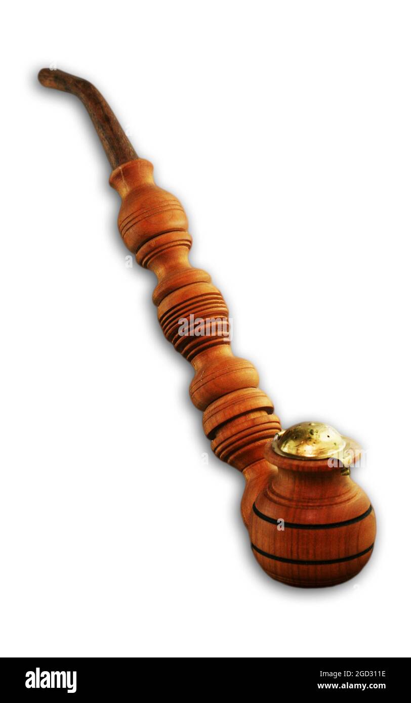 Wood smoking pipe with a cap isolated in the white background Stock ...