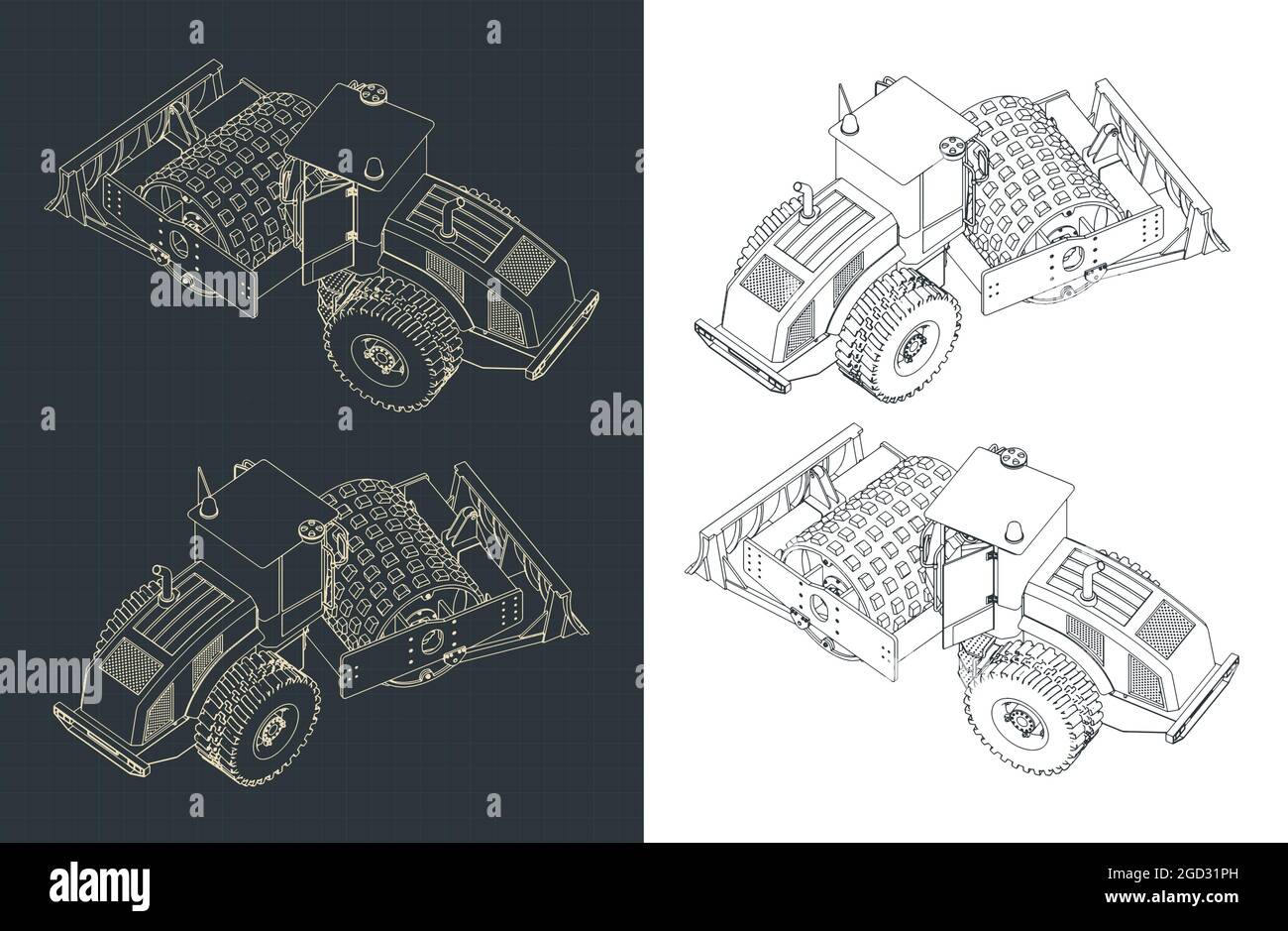 Stylized vector illustration of drawings of road roller Stock Vector ...