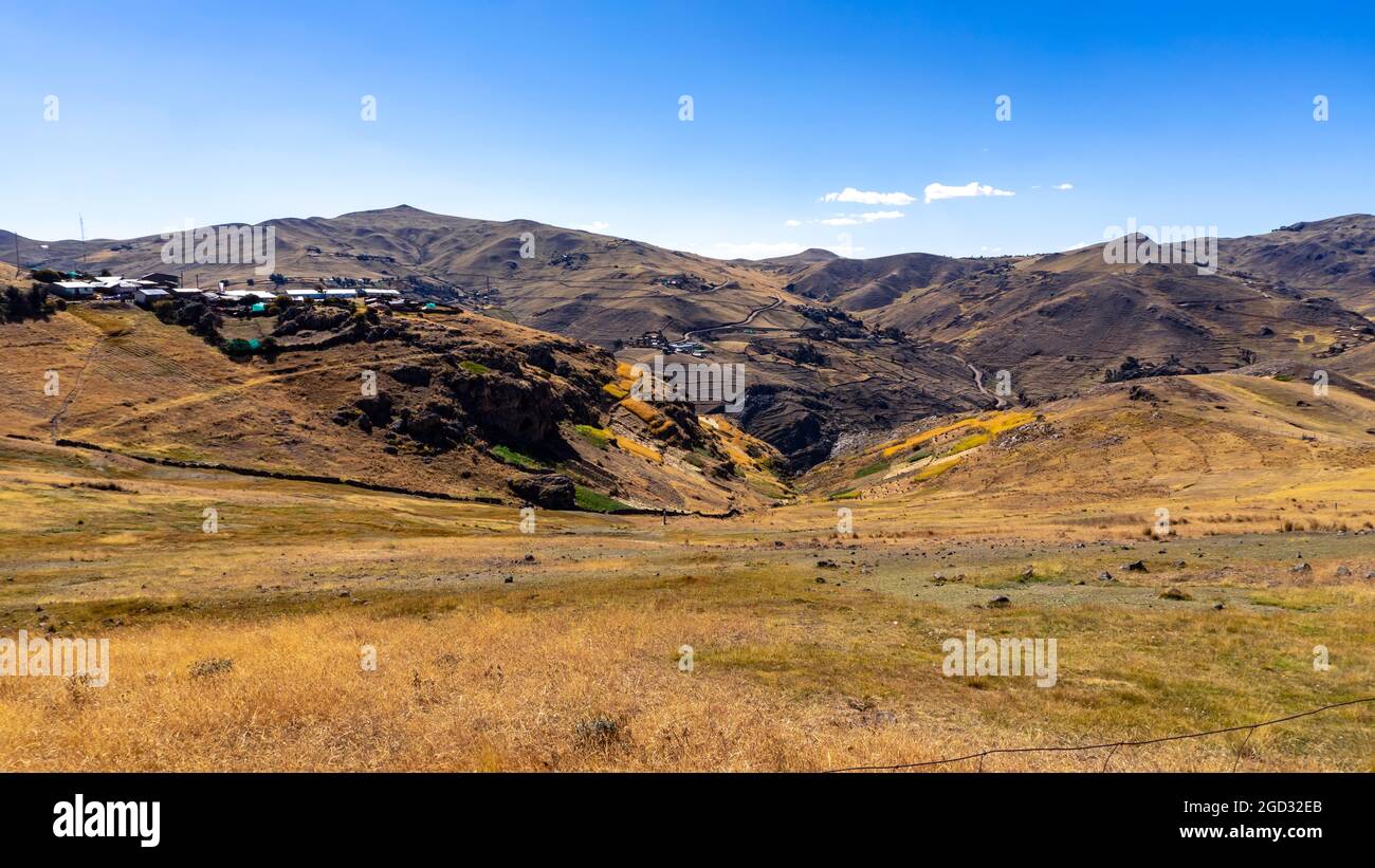 Panoramic shot of a beautiful landscape of the mountains in Peru under ...
