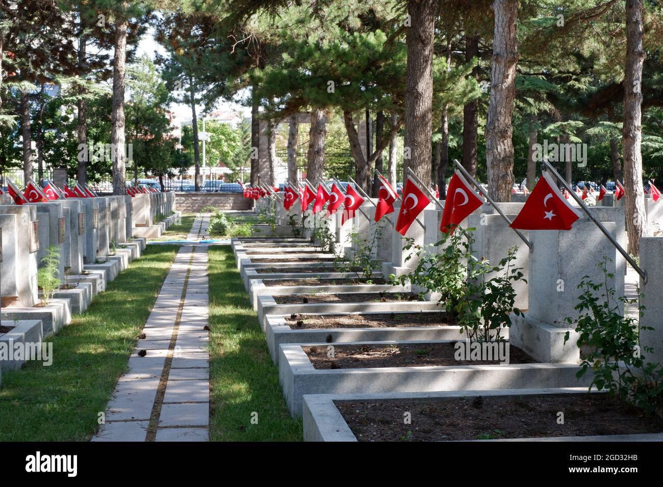 Tombstones of Turkish Soldiers KIA (Killed in Action) with red Turkish ...