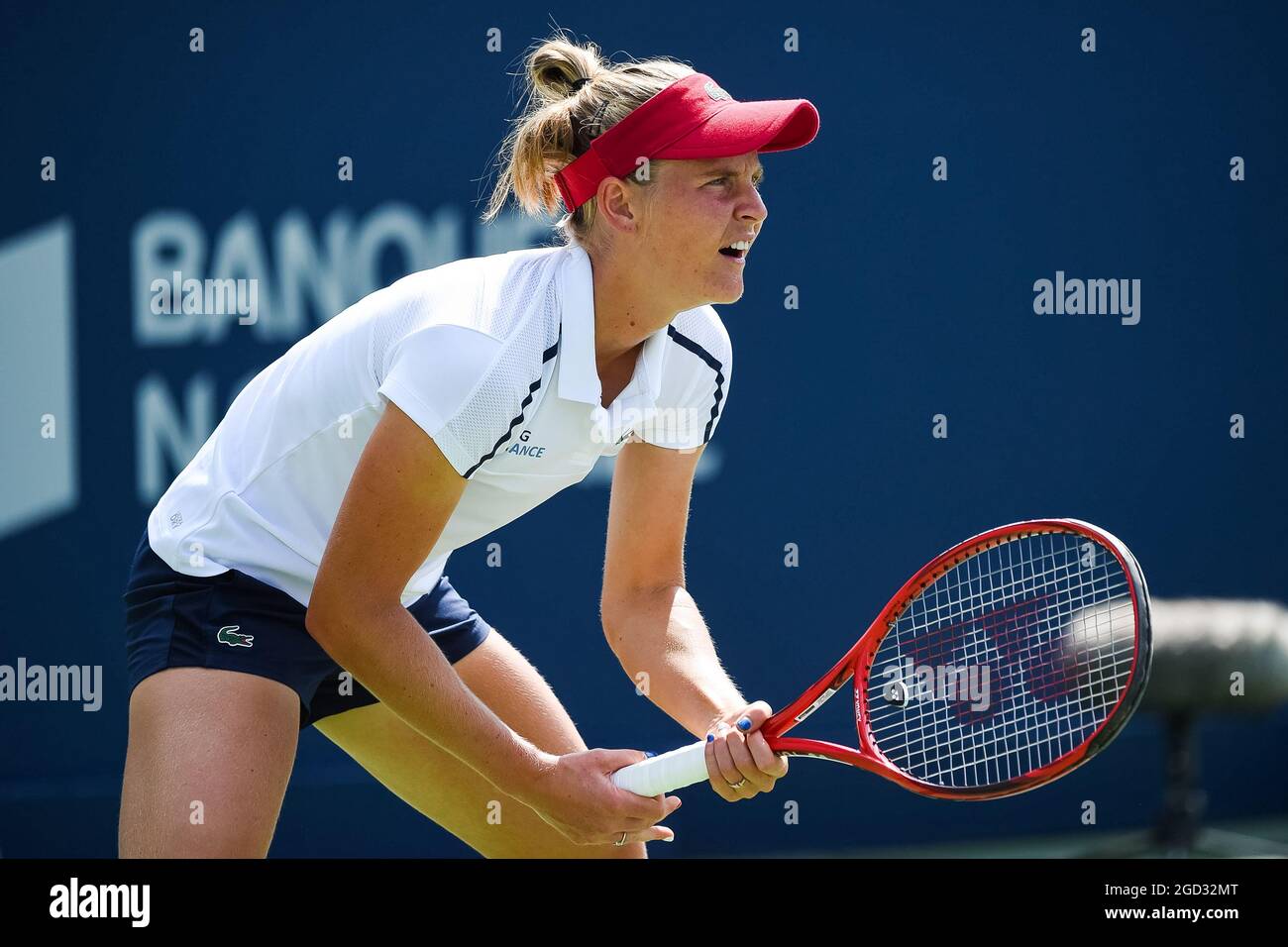 Montreal, Canada. August 10, 2021: Fiona Ferro (FRA) waits for service ...