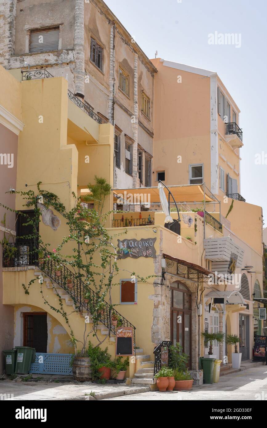 CHANIA, GREECE - Jul 01, 2021: The architecture of Chania city in Crete ...