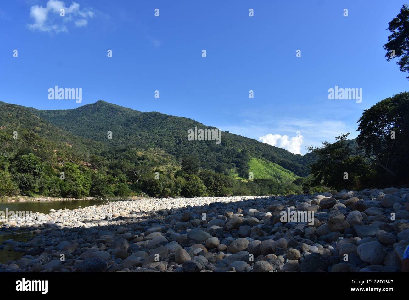 River running through a valley Stock Photo - Alamy