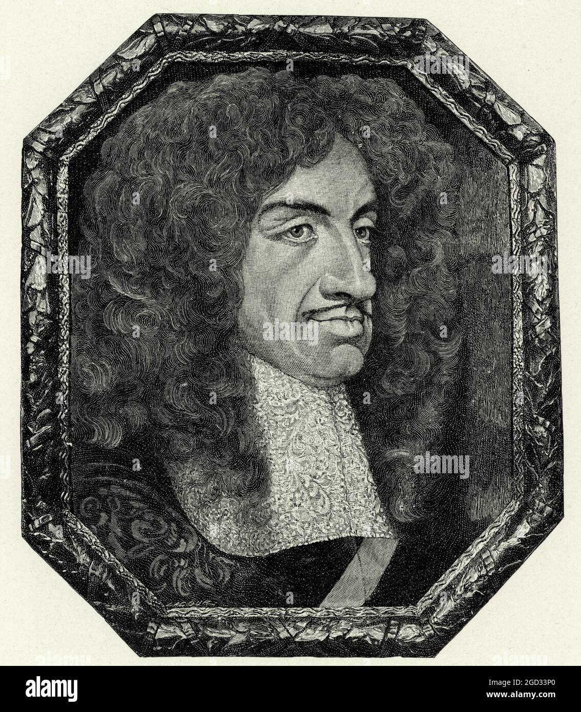 Portrait of King Charles II of England, English royal, after S Cooper ...