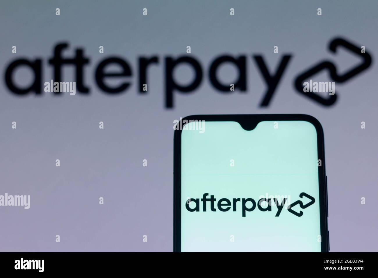 In this photo illustration, the Afterpay Limited logo seen displayed on ...
