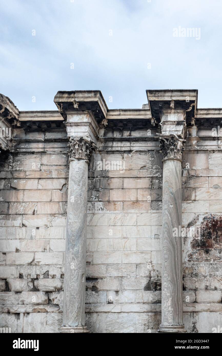 Hadrian's Library wall green marble Corinthian columns close-up ...