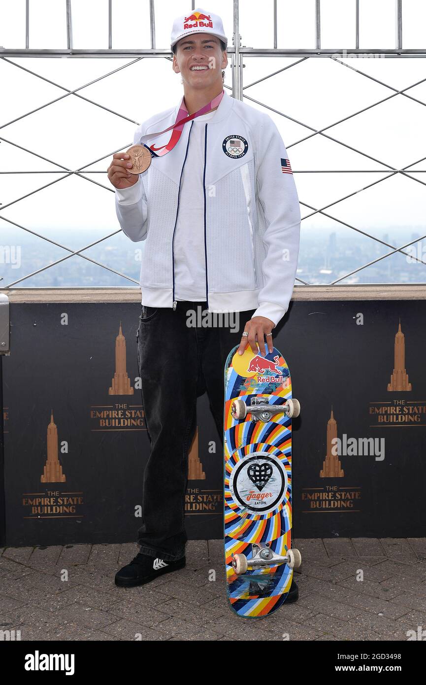New York City, USA. 10th Aug, 2021. U.S. Olympic Skateboarder Jagger ...