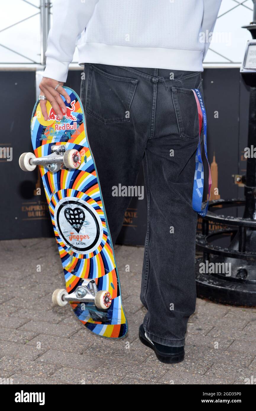 New York City, USA. 10th Aug, 2021. U.S. Olympic Skateboarder Jagger ...