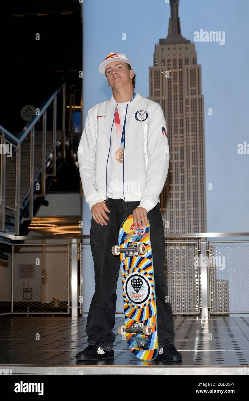 New York City, USA. 10th Aug, 2021. U.S. Olympic Skateboarder Jagger ...
