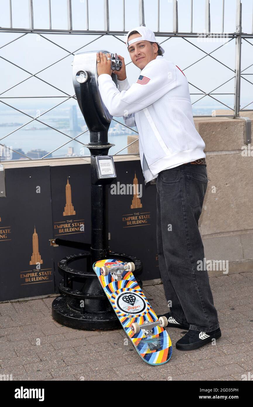 New York City, USA. 10th Aug, 2021. U.S. Olympic Skateboarder Jagger ...
