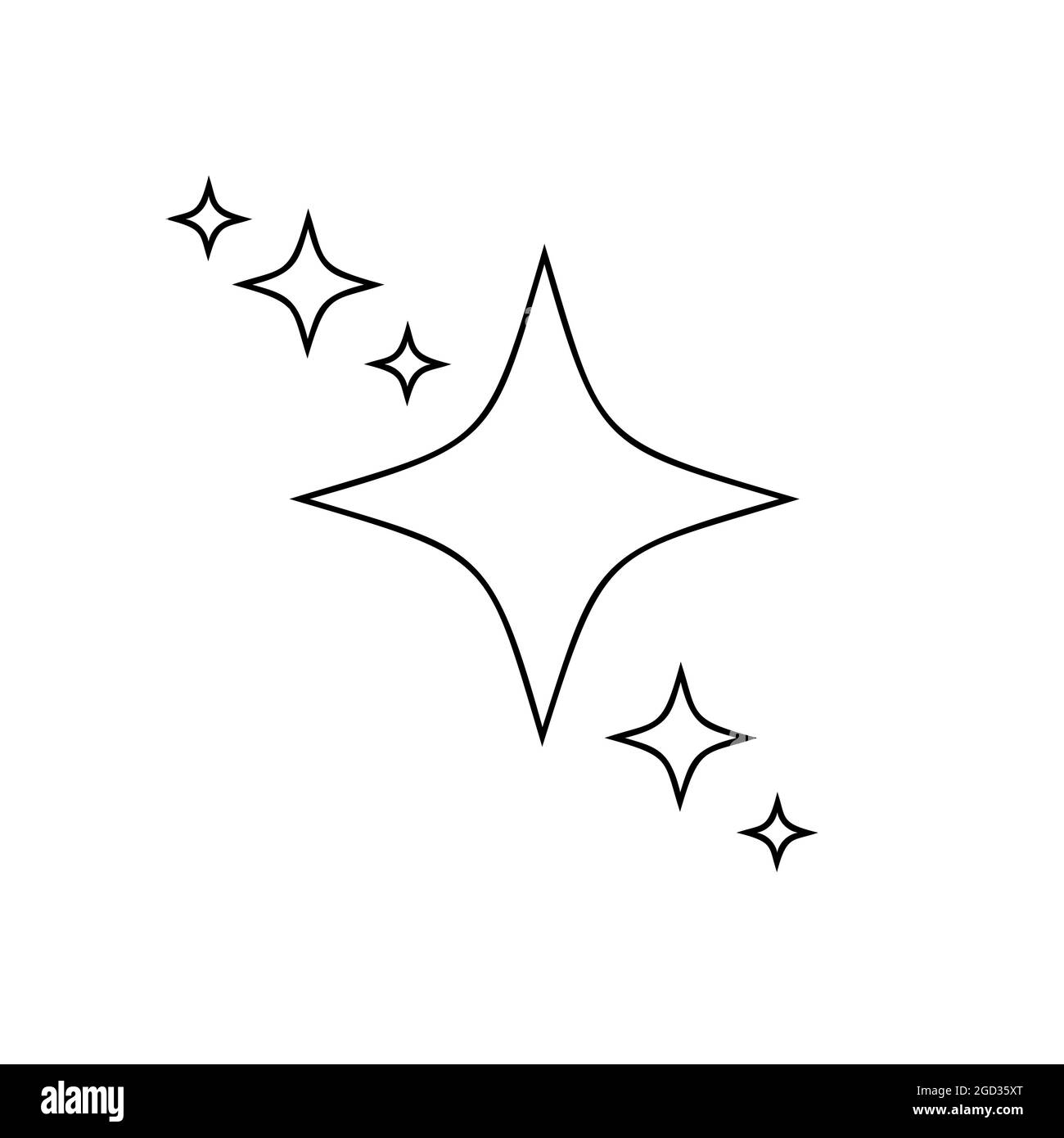 Outline stars sparkles and twinkles icons isolated on white background. Bright flash, shiny glow ...
