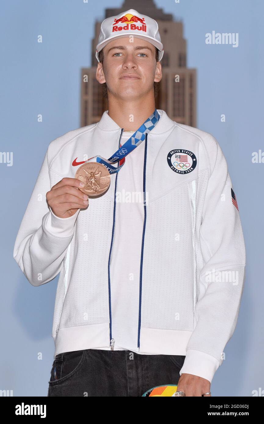 New York, US, 10/08/21, U.S. Olympic Skateboarder Jagger Eaton who won ...