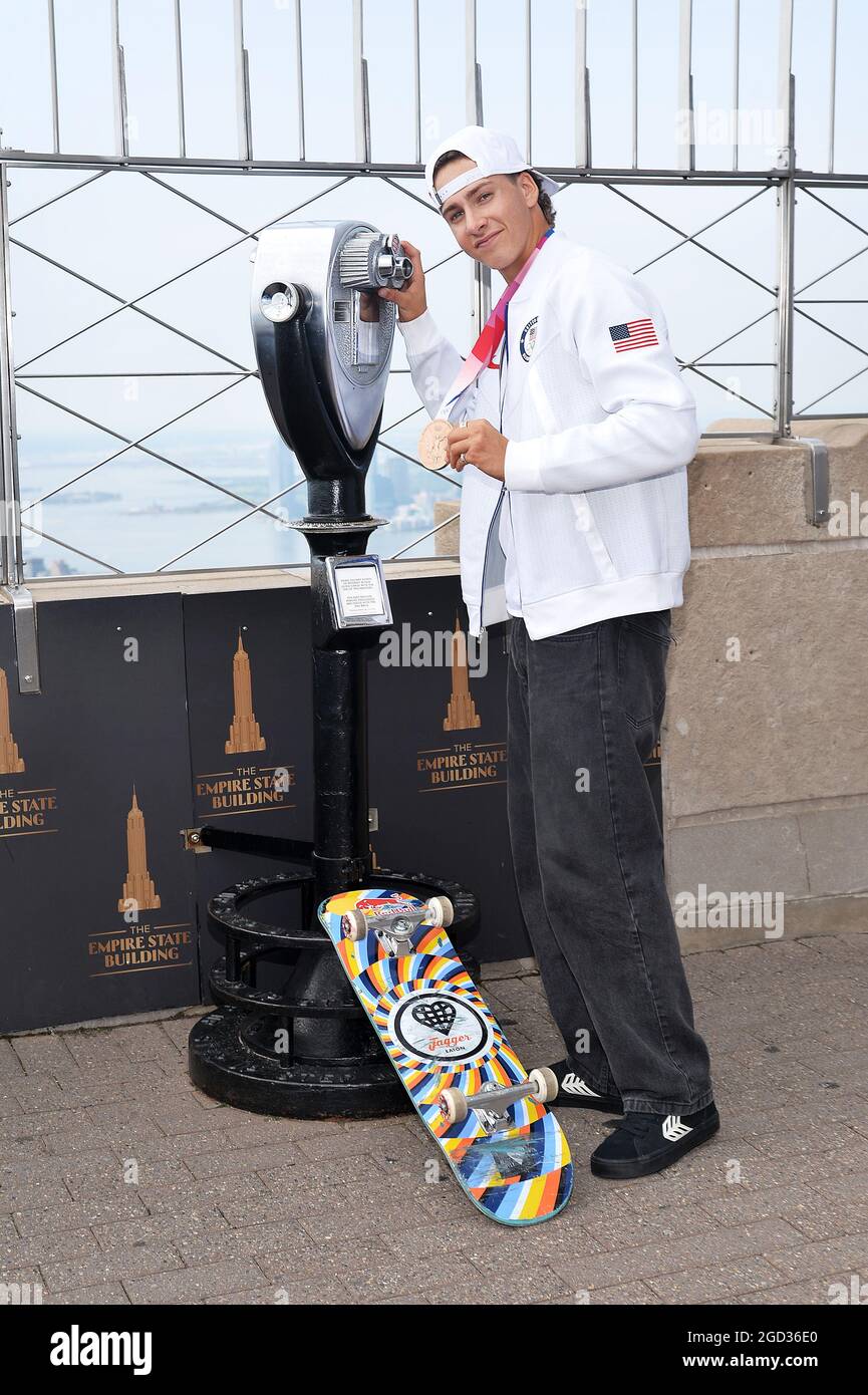 New York, US, 10/08/21, U.S. Olympic Skateboarder Jagger Eaton who won ...