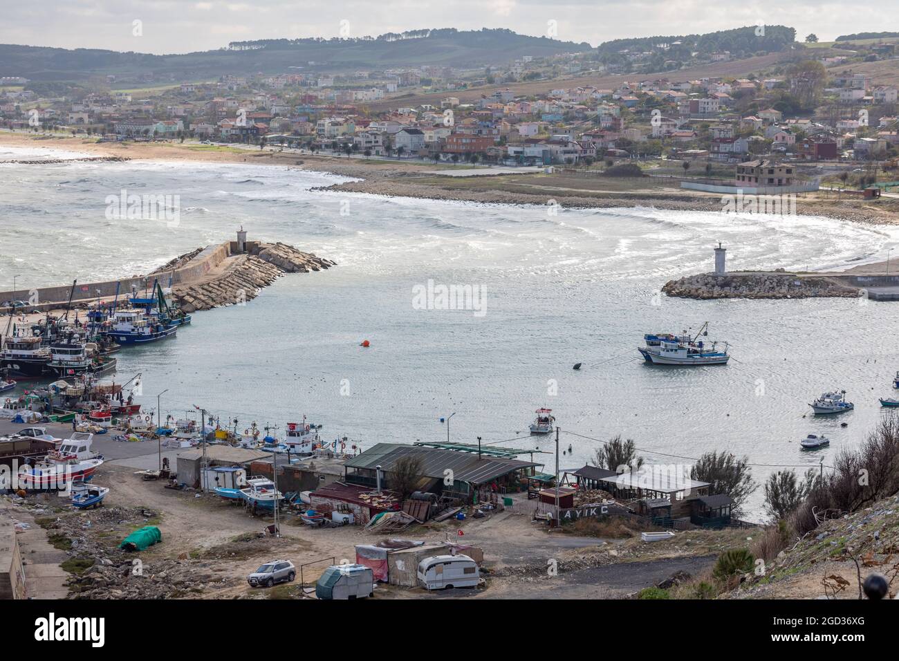 View from Karaburun coast, the entrance point to the north of the ...