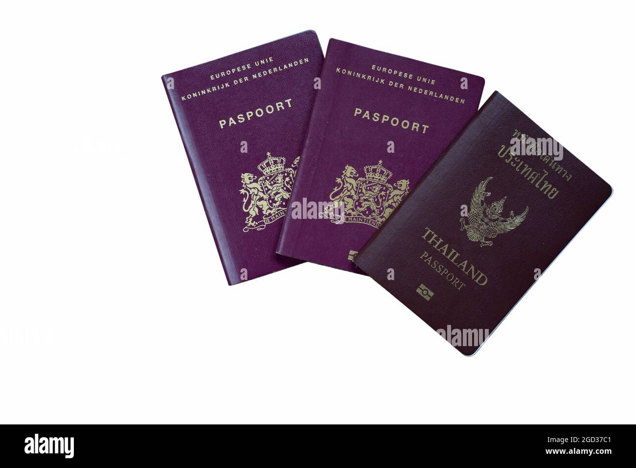 Three different passports isolated on a white background Stock Photo ...