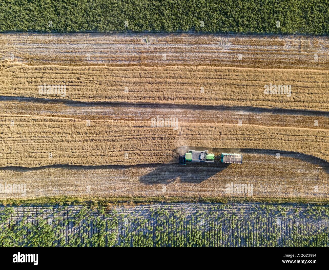 Top view of farm lands and agricultural machines Stock Photo - Alamy