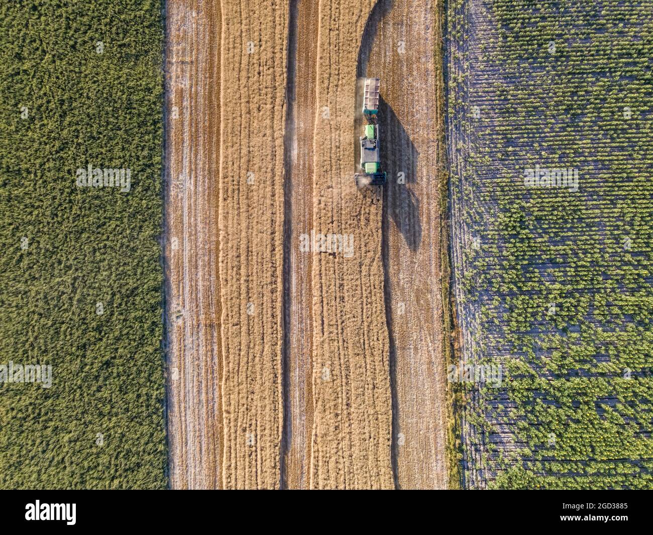 Top view of farm lands and agricultural machines Stock Photo - Alamy