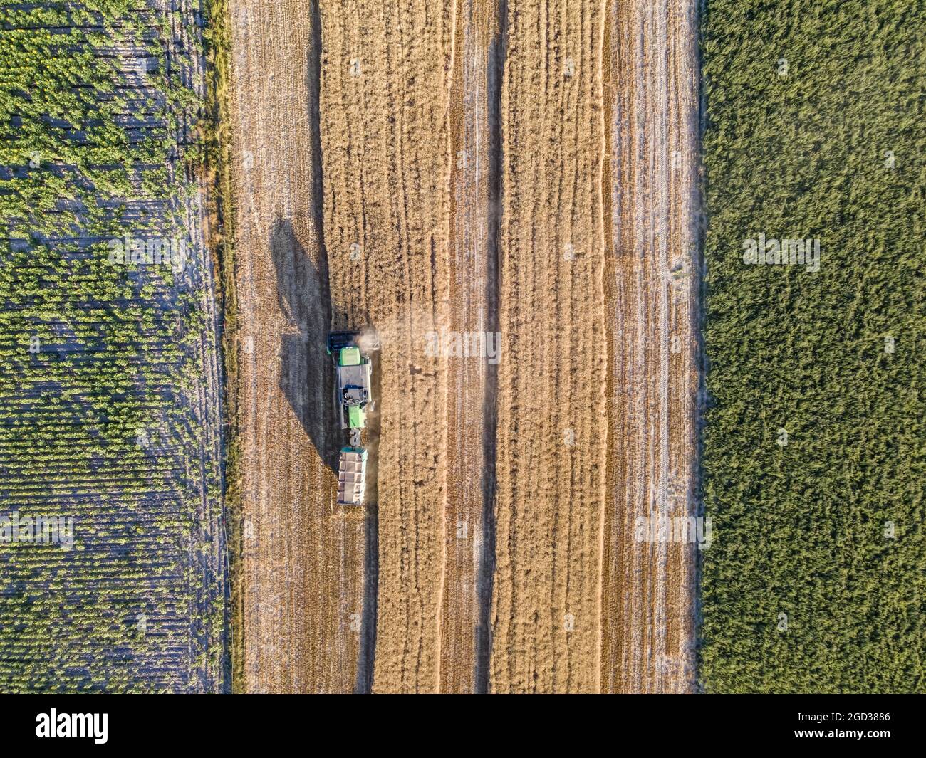 Top view of farm lands and agricultural machines Stock Photo - Alamy
