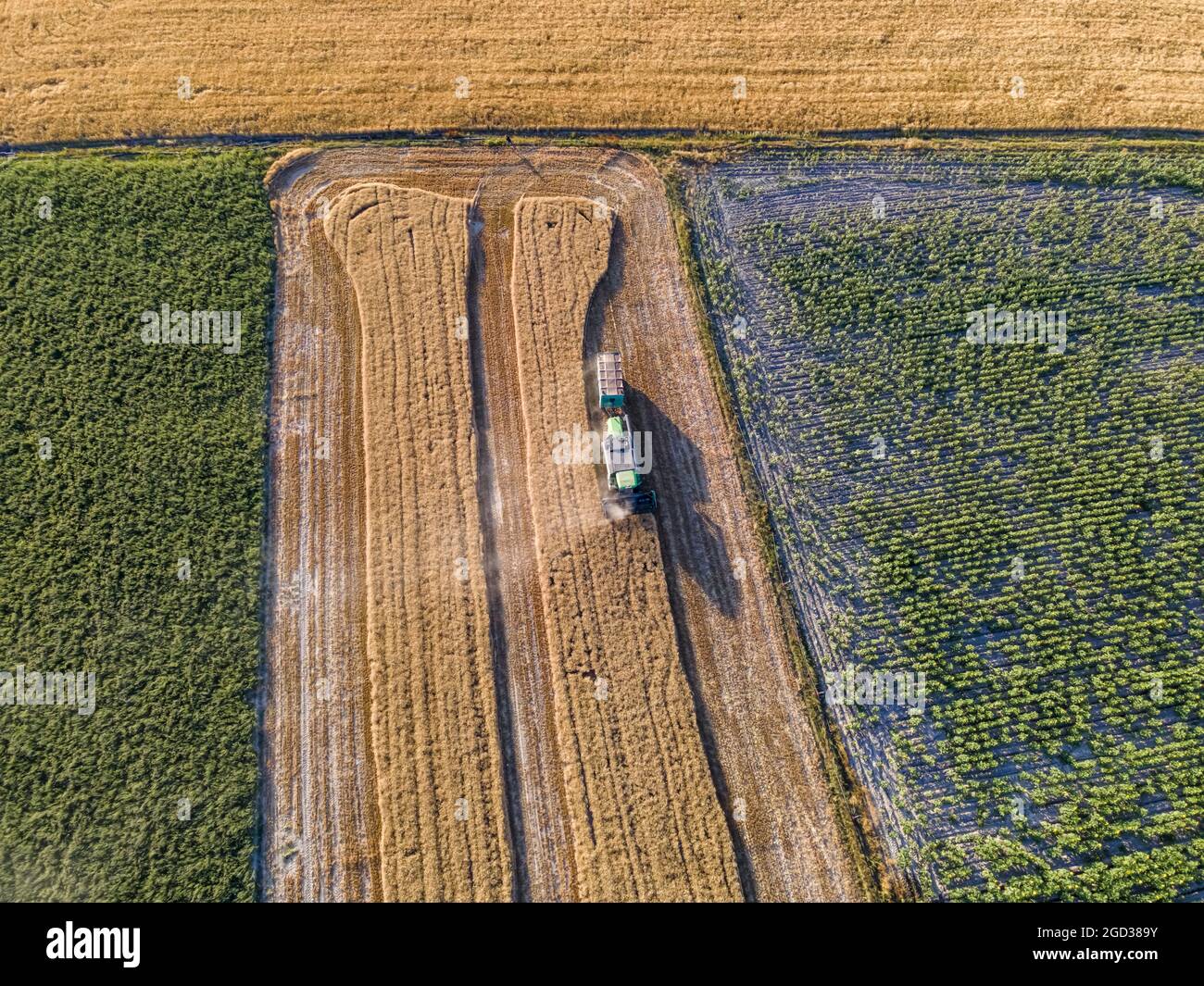 Top view of farm lands and agricultural machines Stock Photo - Alamy