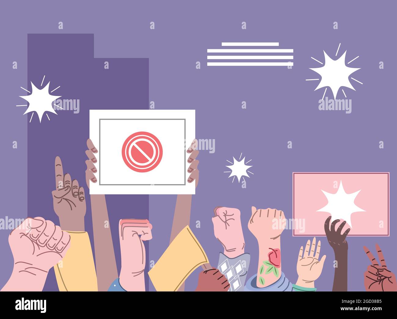 people with placards in protest Stock Vector Image & Art - Alamy