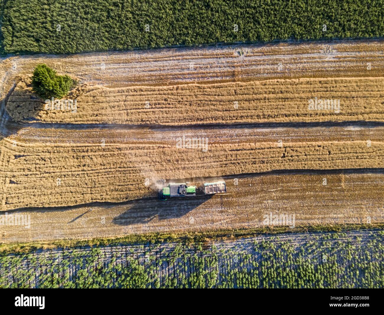 Top view of farm lands and agricultural machines Stock Photo - Alamy