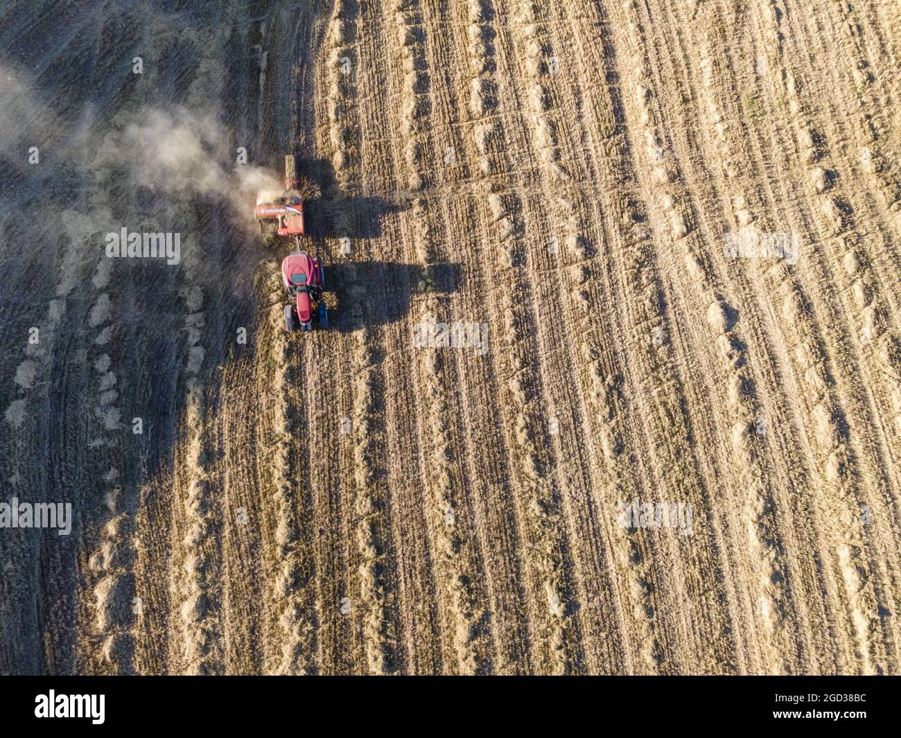 Top view of farm lands and agricultural machines Stock Photo - Alamy