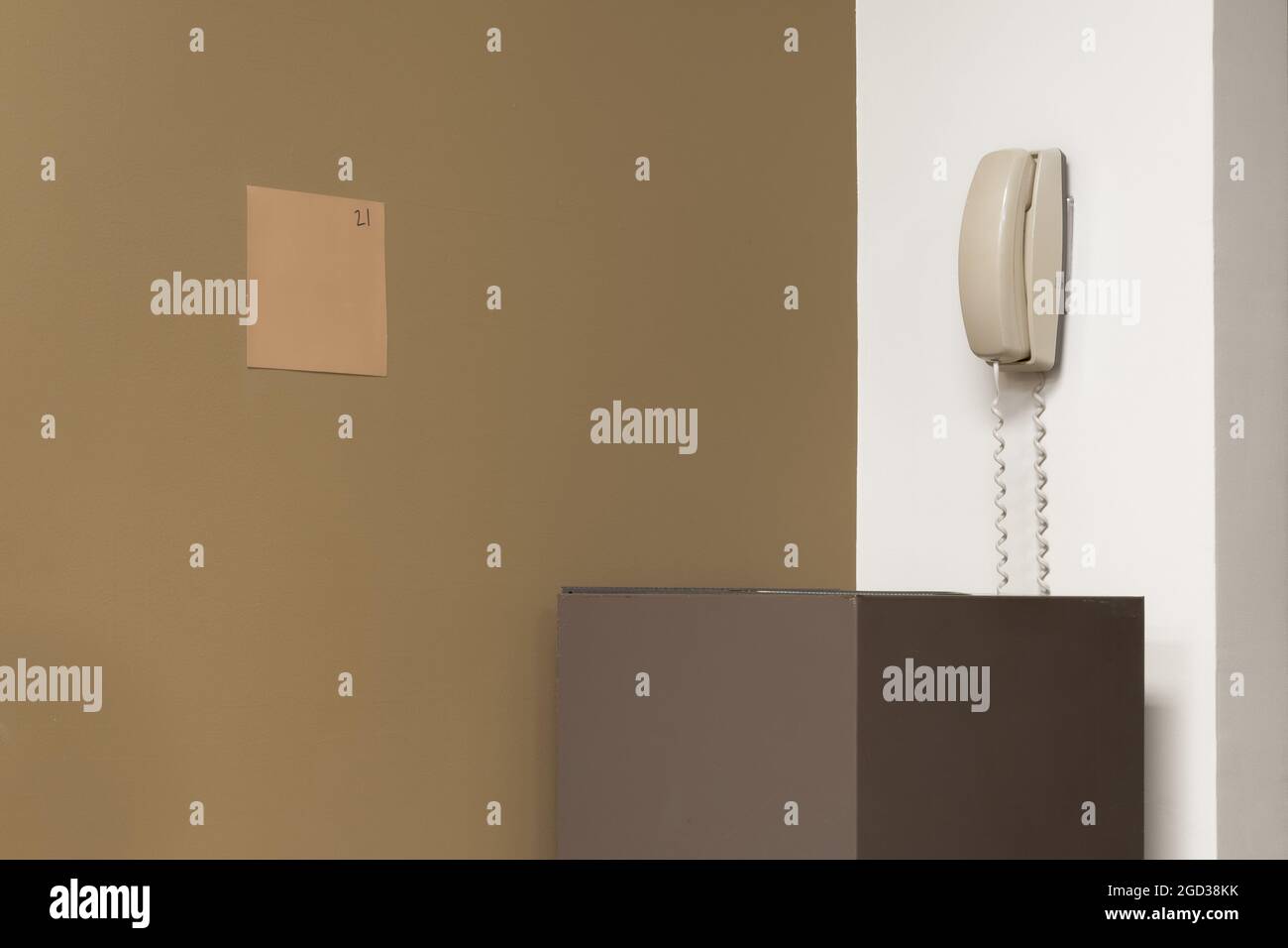 Corded phone on a wall Stock Photo - Alamy