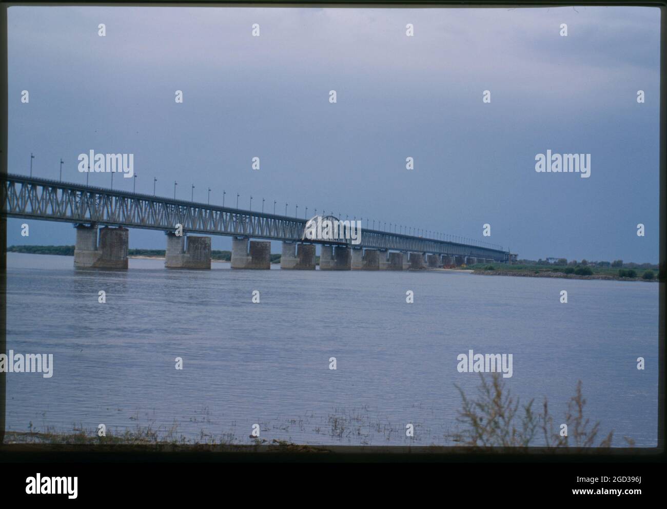 Trans-Siberian Railroad bridge across Amur River, with one span ...