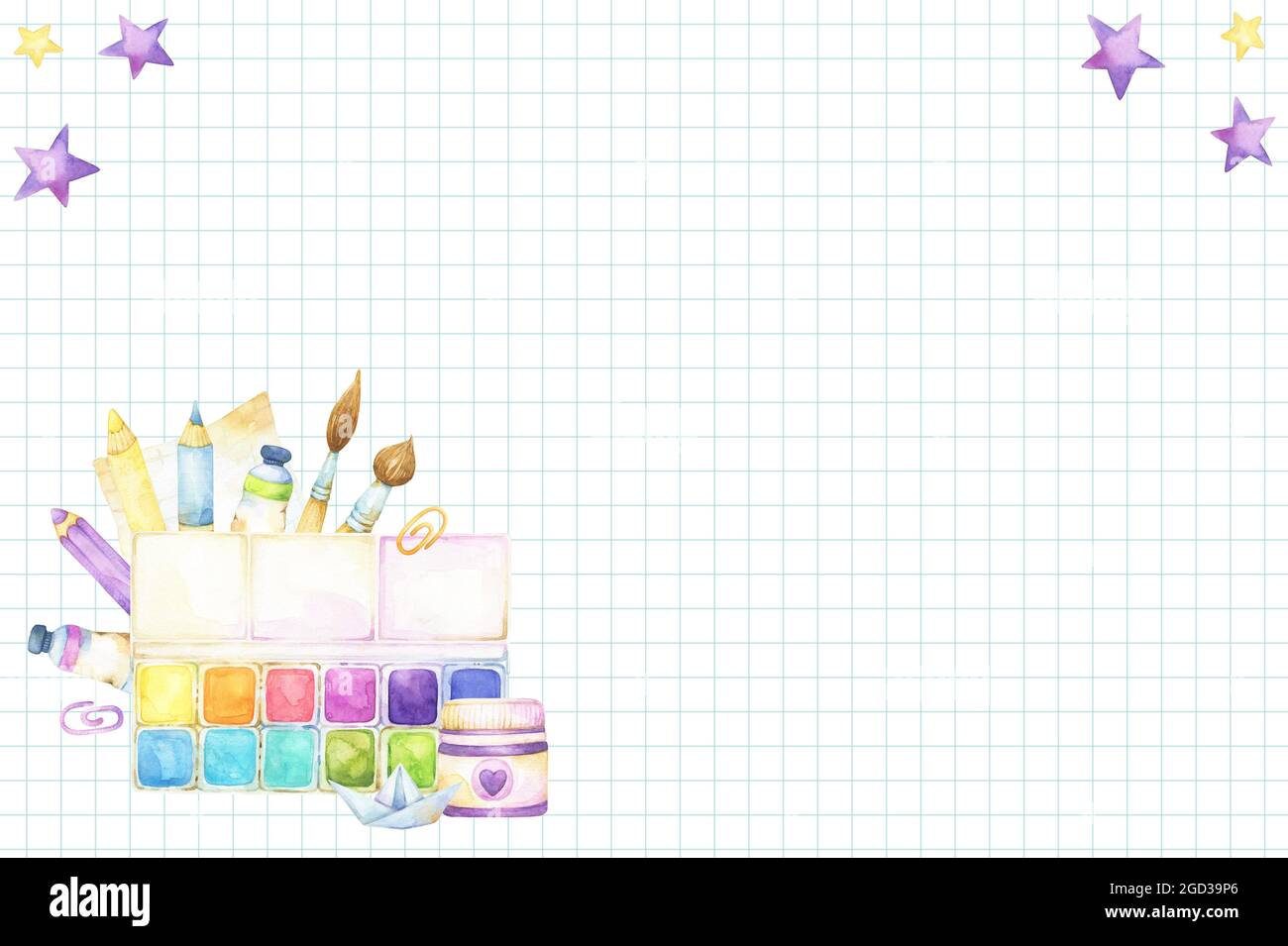 Back to school notepad sheet background template with a space for text ...