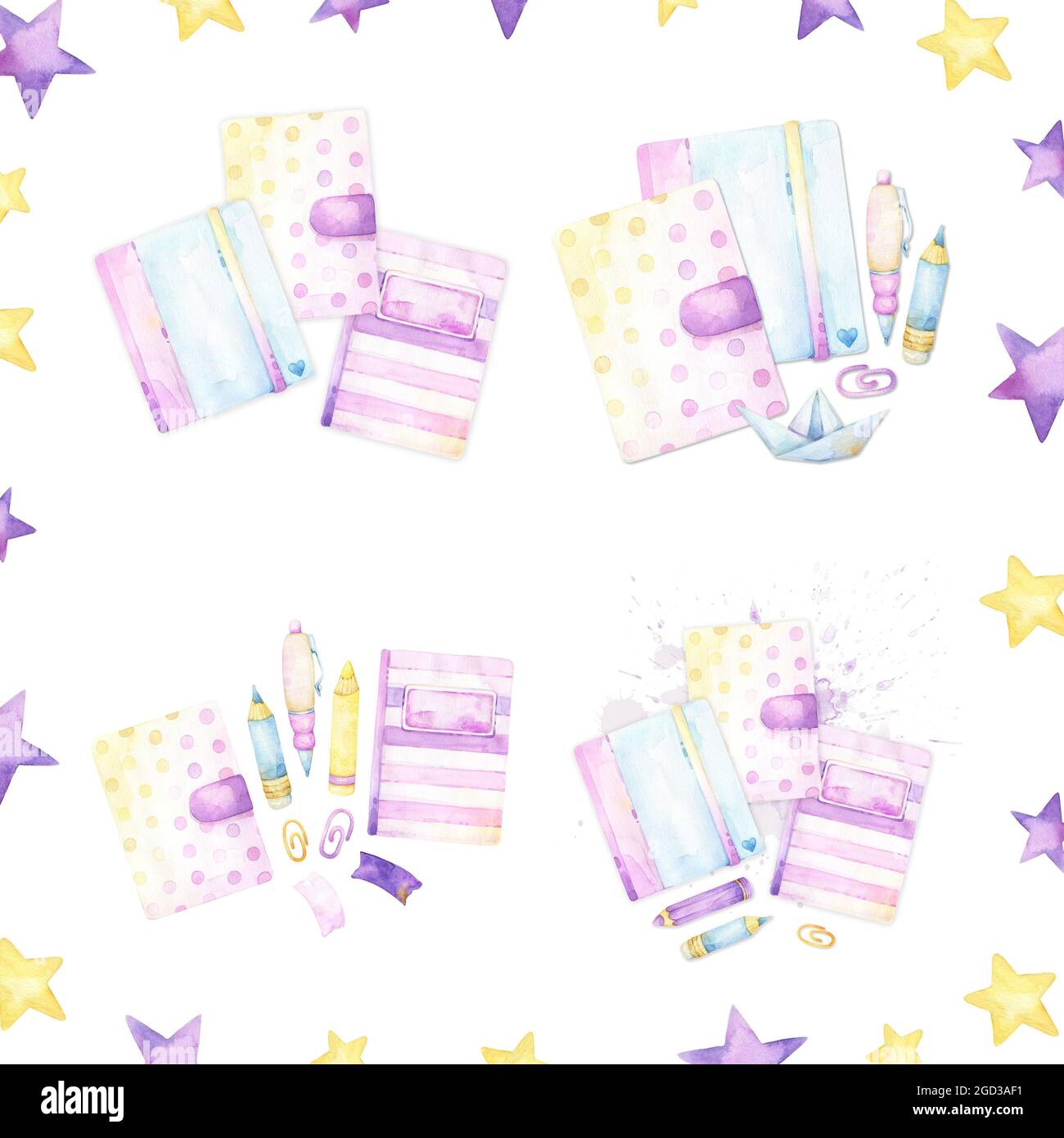 Set of 4 premade hobby, business or back to school designs, with purple ...