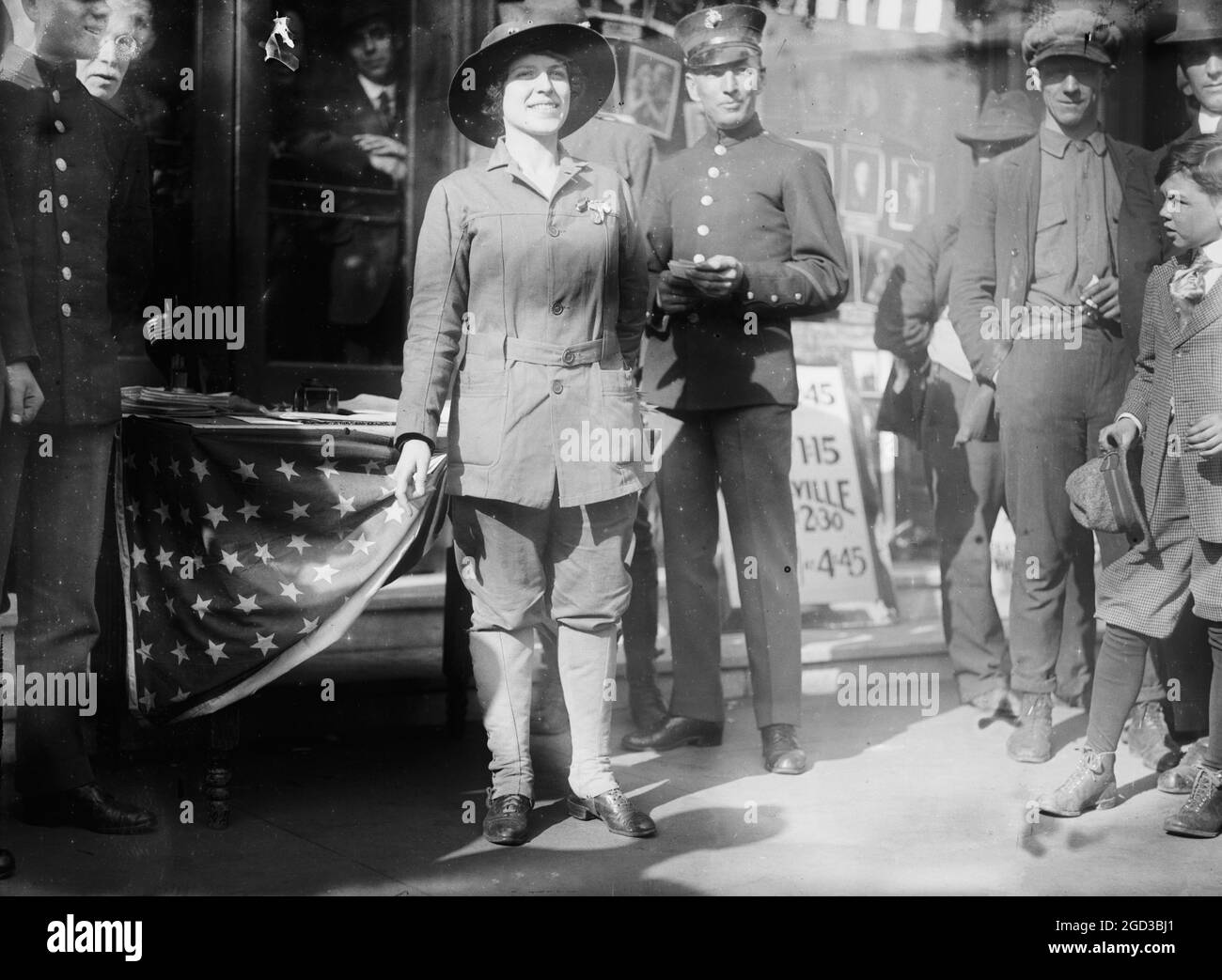 Miss Dora Rodrigues recruiting during World War I ca. between 1909 and ...