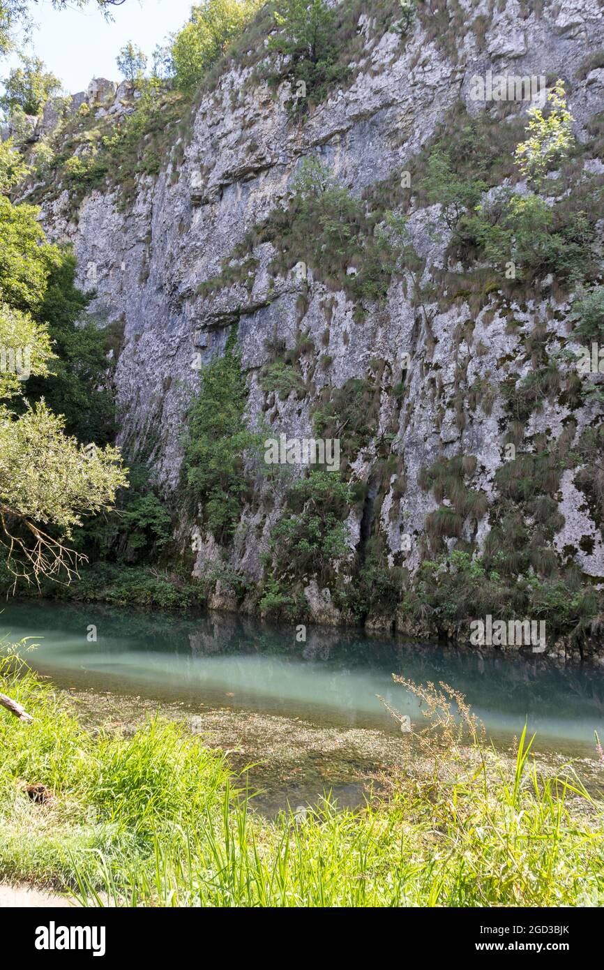 Summer landscape of Iskar Panega Geopark along the Gold Panega River ...