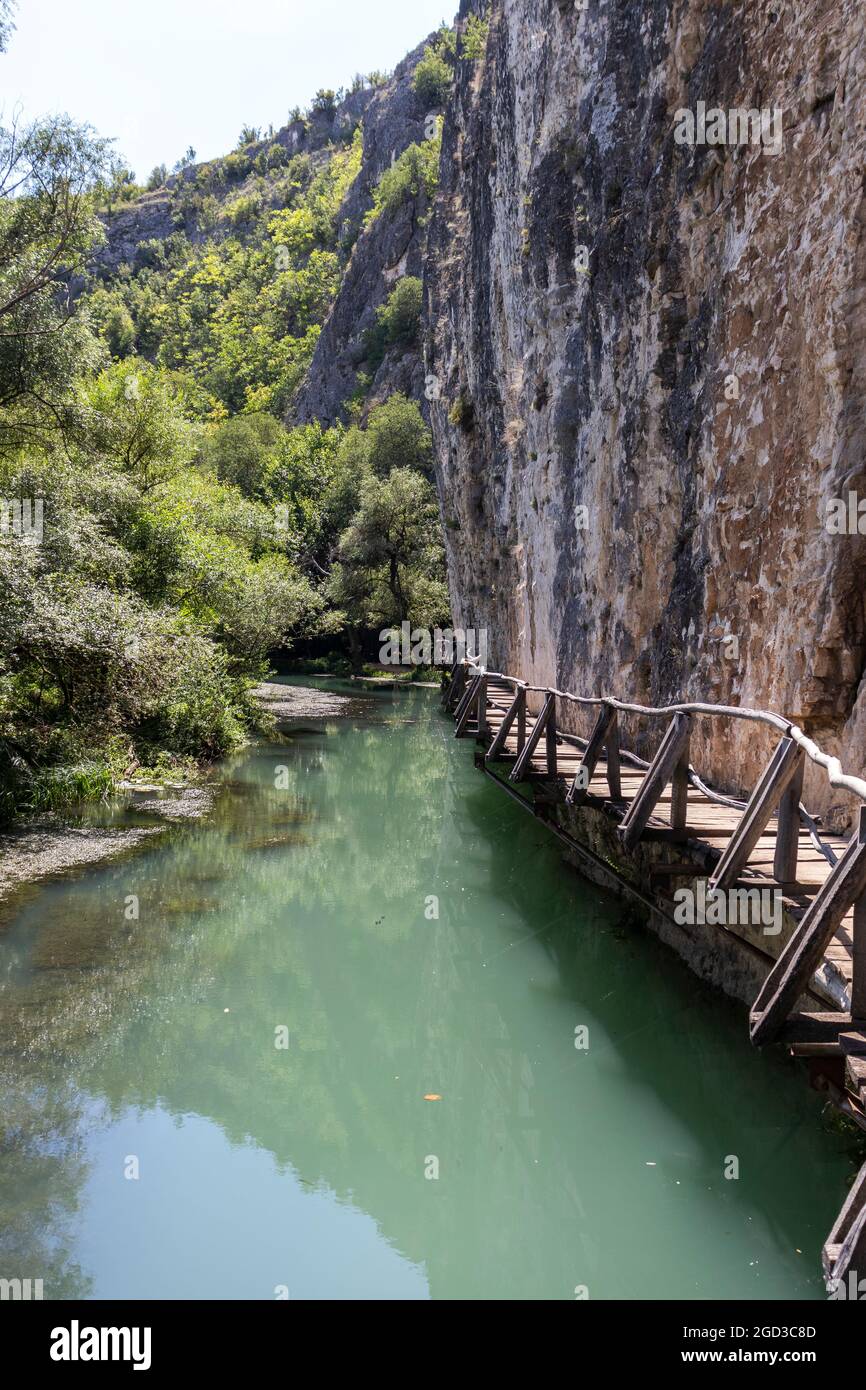 Summer landscape of Iskar Panega Geopark along the Gold Panega River ...