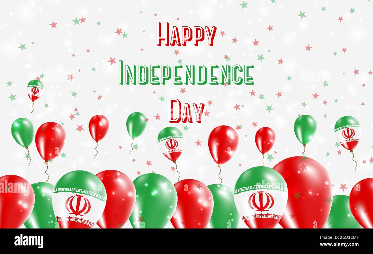 Iran Islamic Republic Of Independence Day Patriotic Design. Balloons in ...