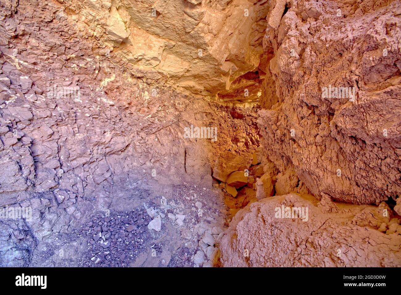 A cave tunnel in the Red Basin of Petrified Forest National Park ...