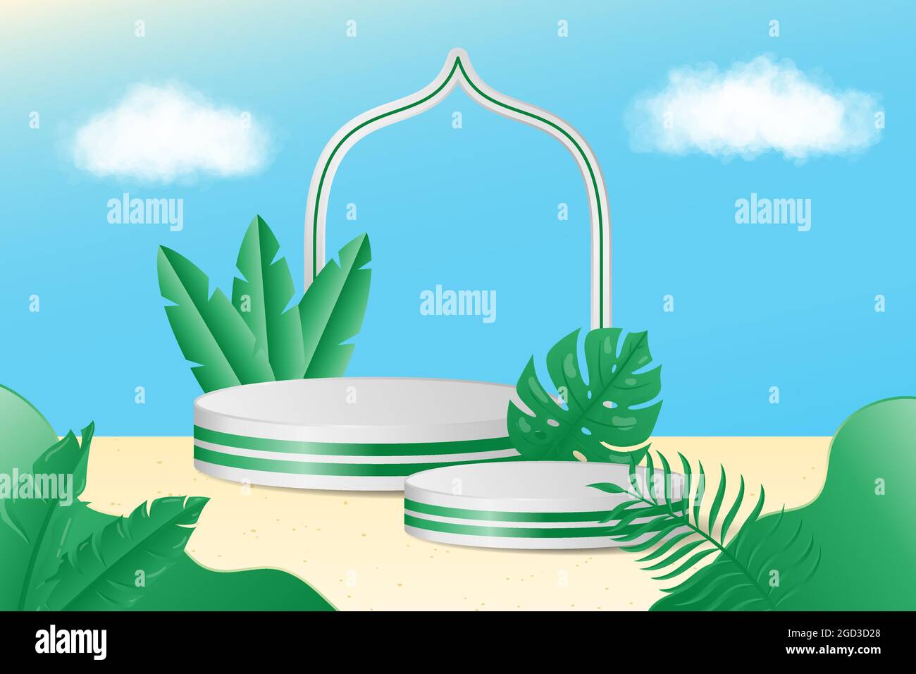 Beautiful Tropical display two podium decoration in nature background ...