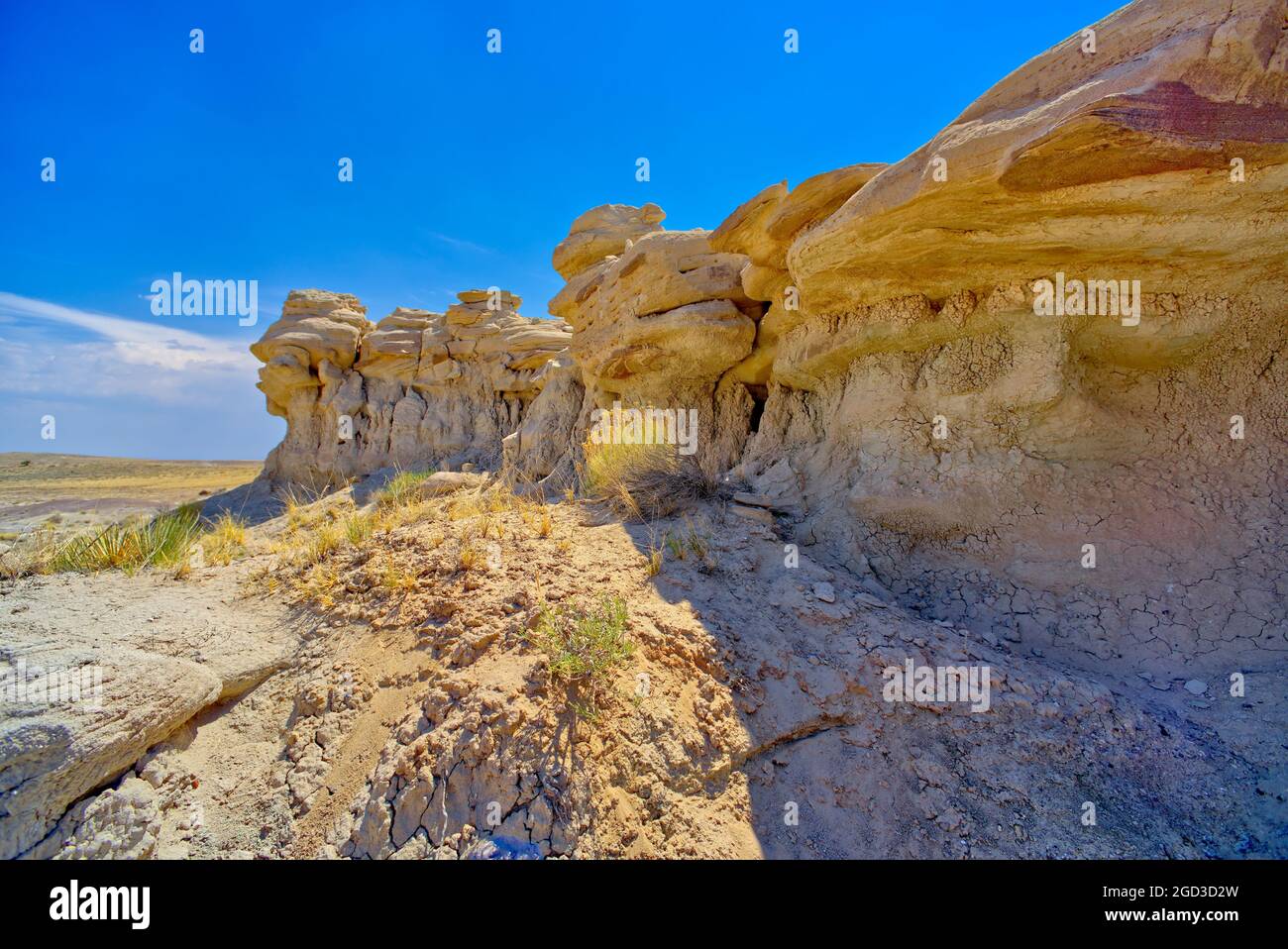 A cliff face on the south end of the Flat Tops in Petrified Forest ...