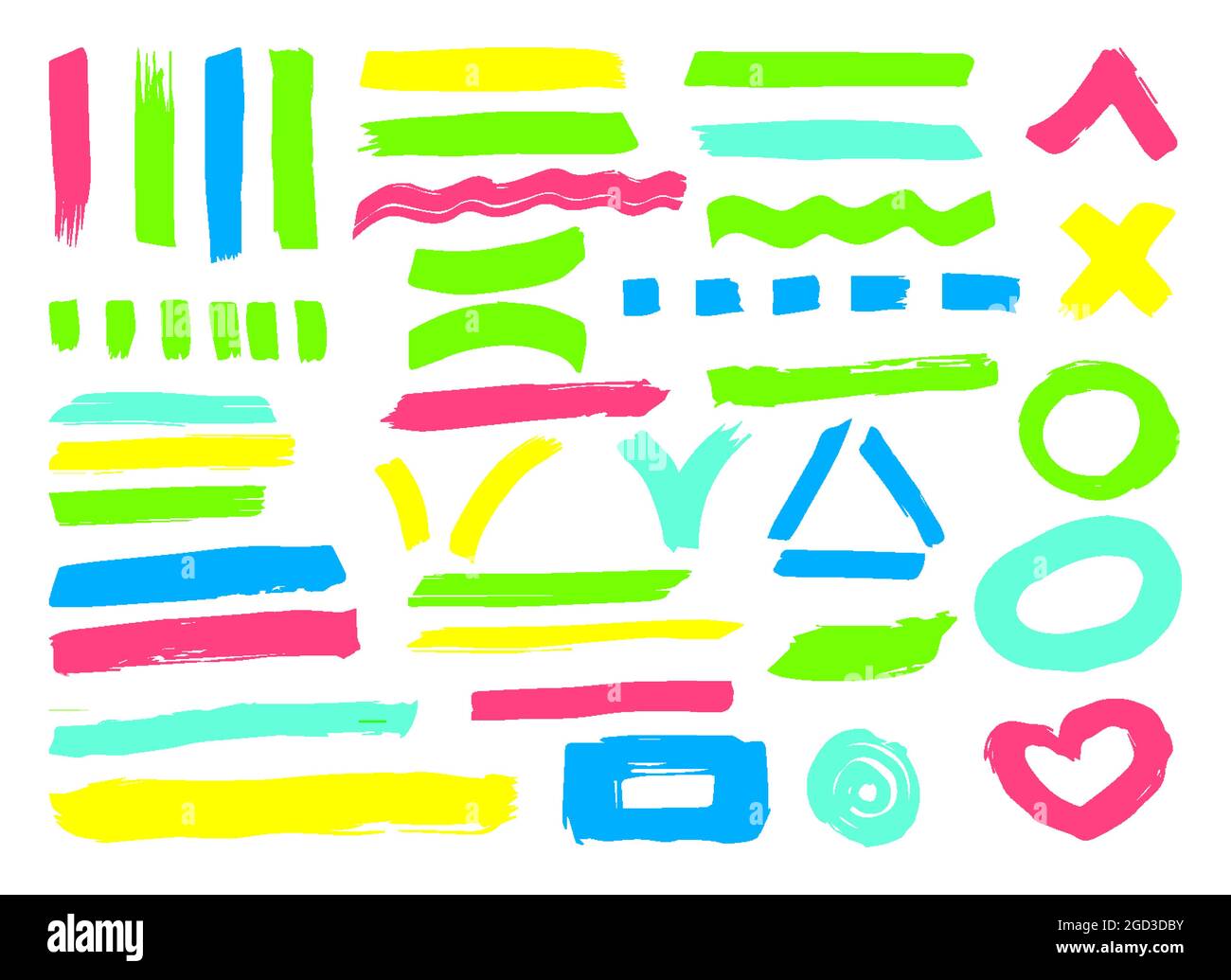 Text marker lines underline strokes set isolated on white background ...