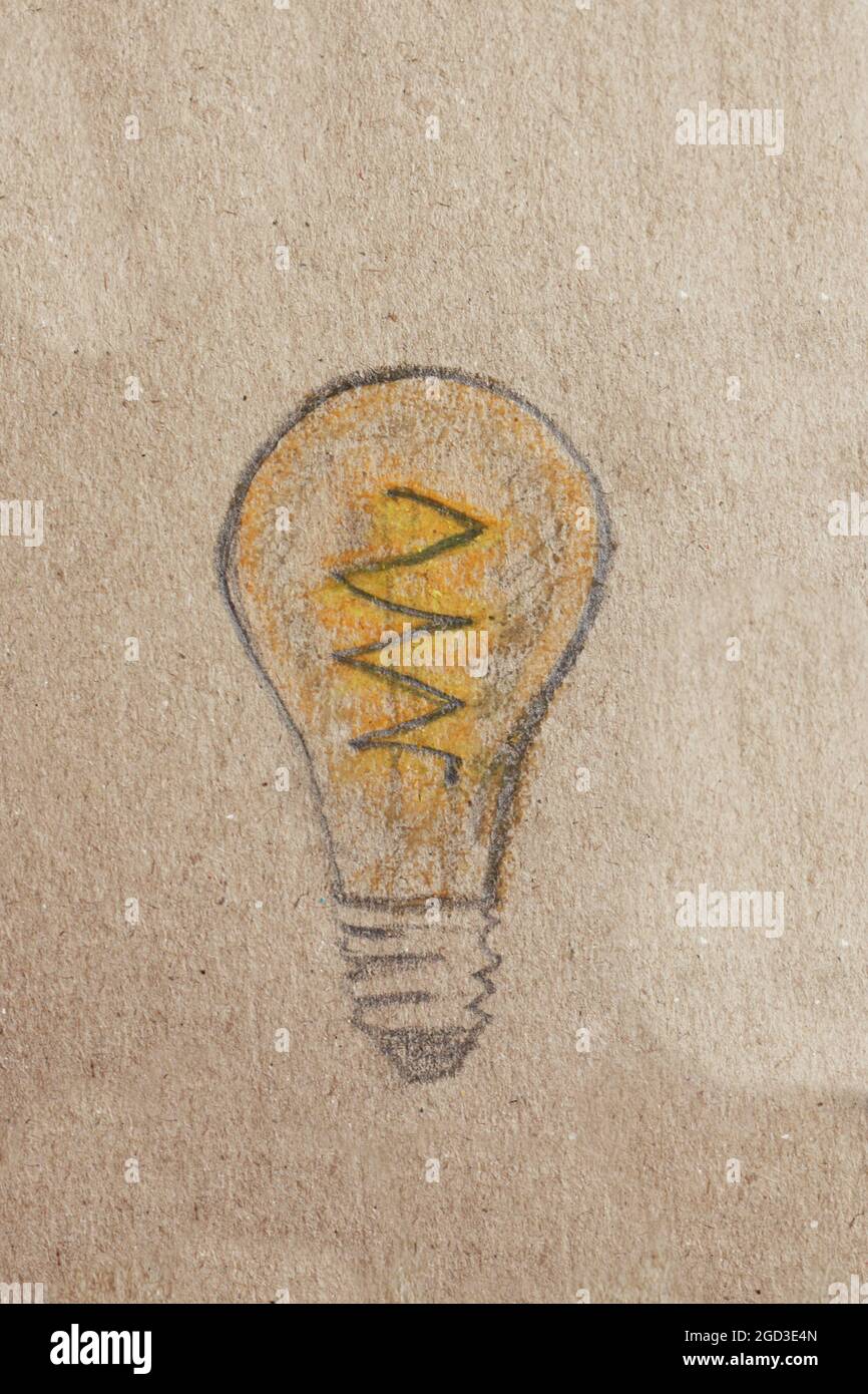a glowing light bulb, a sketch on old paper. High quality photo Stock ...