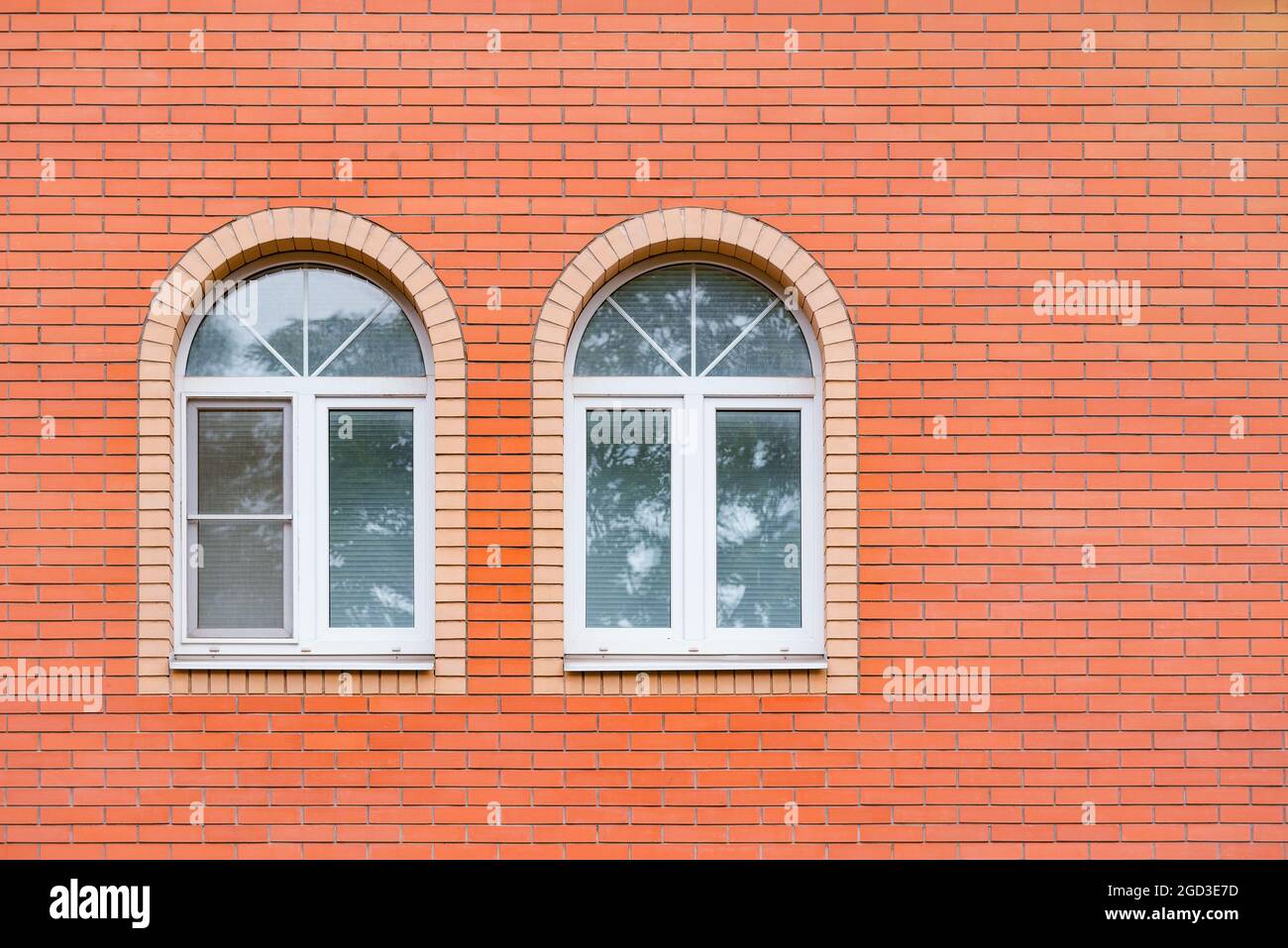 Exterior of the red new apartment building after construction Stock ...