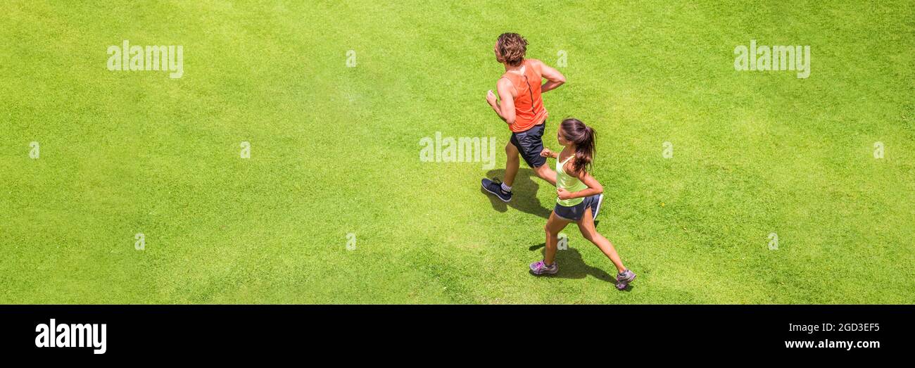 Runners running people couple fitness banner. Healthy active lifestyle ...