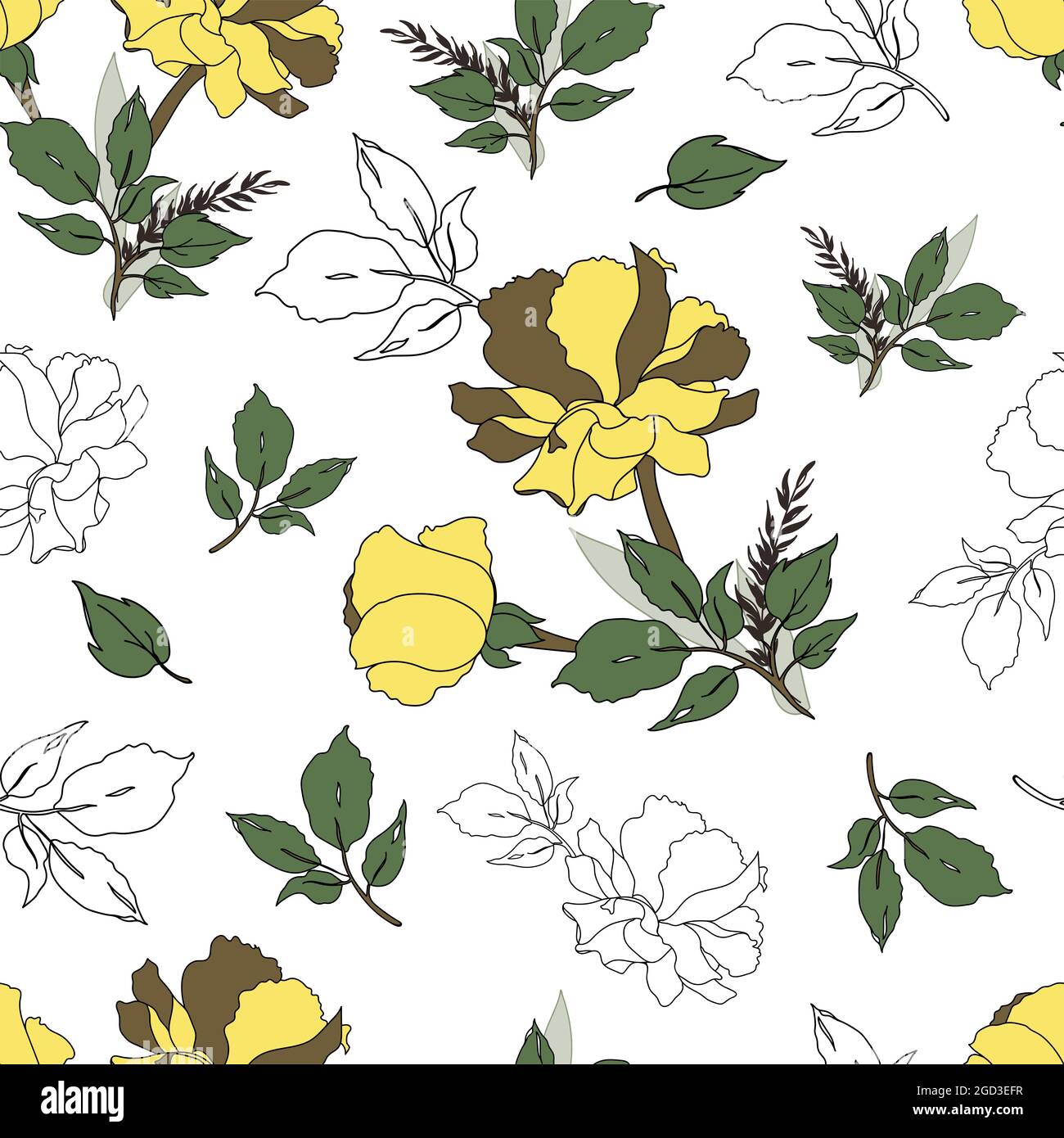 Seamless pattern yellow roses hi-res stock photography and images - Alamy