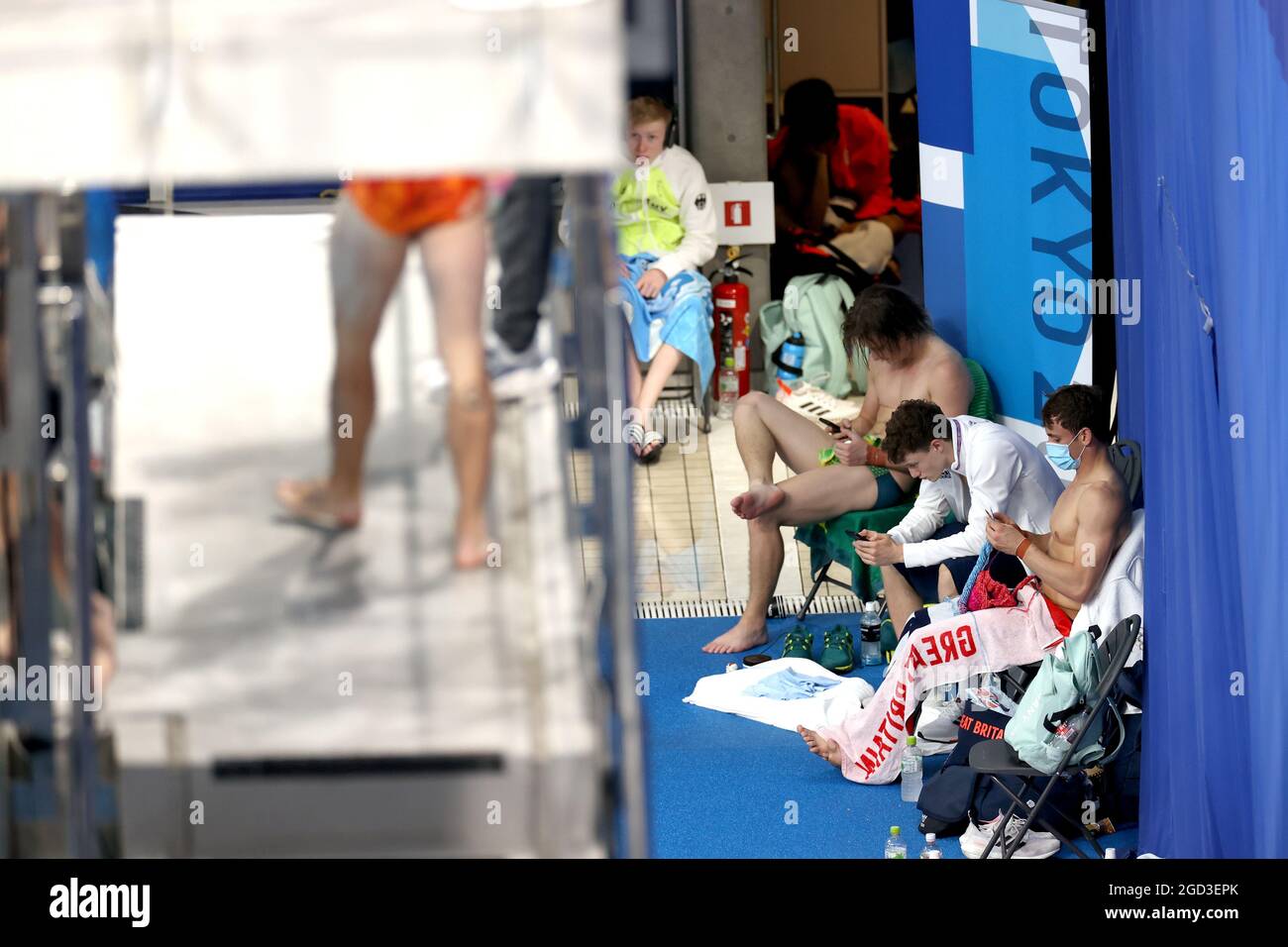 Team Great Britain diver Thomas (Tom) Daley (GBR) knitting during the ...