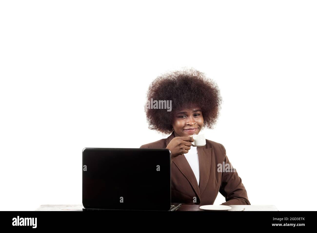 Young black Hispanic Latina business executive woman, with afro hair ...